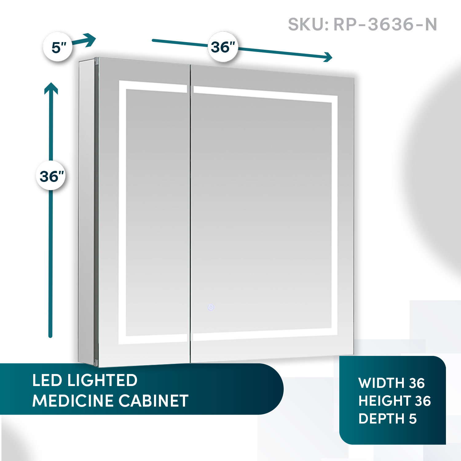 Royale Plus 36x36 Inches 🏷️ LED Medicine Cabinet RP-3636-N