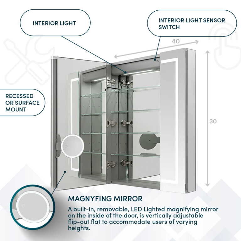 Royale Plus 40х30 LED Lighted Medicine Cabinet Aquadom