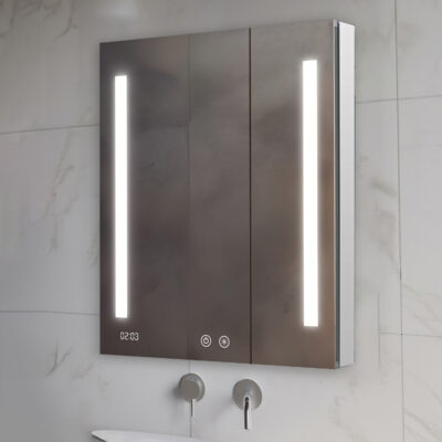 Bathroom Mirror with Digital Clock by Aquadom: Timely & Modern